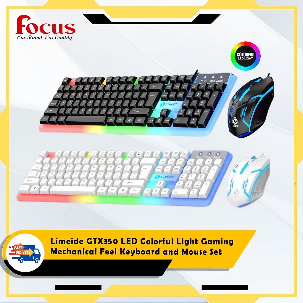 Limeide GTX350 LED Colorful Light Gaming Mechanical Feel Keyboard and ...