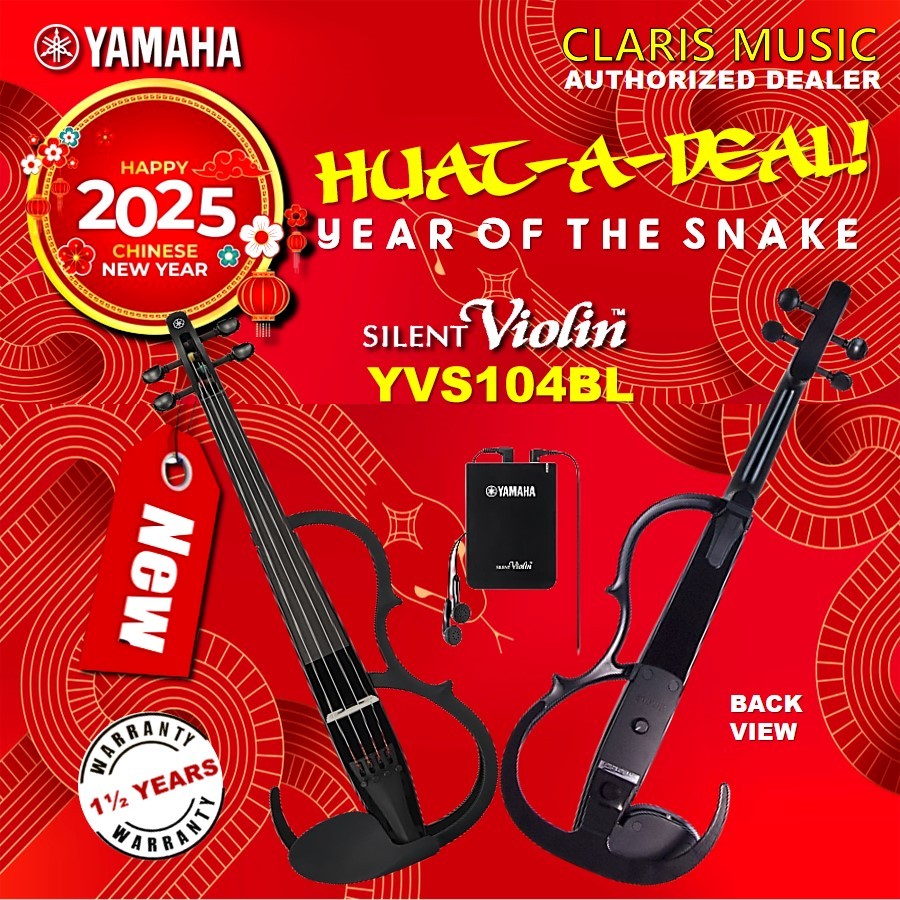 Yamaha YVS104BL SILENT Violin 4/4 Full Size Violin-NEW UNIT! (YVS104 / YVS-104 / yvs104)Black ...