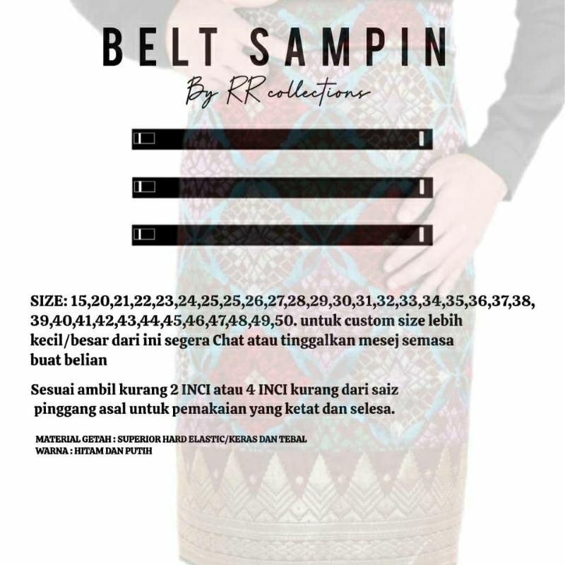 BELT SAMPIN TAG 1 HINGGA PLUS SIZE 10XL BLACK/WHITE - POS SEGERA ...