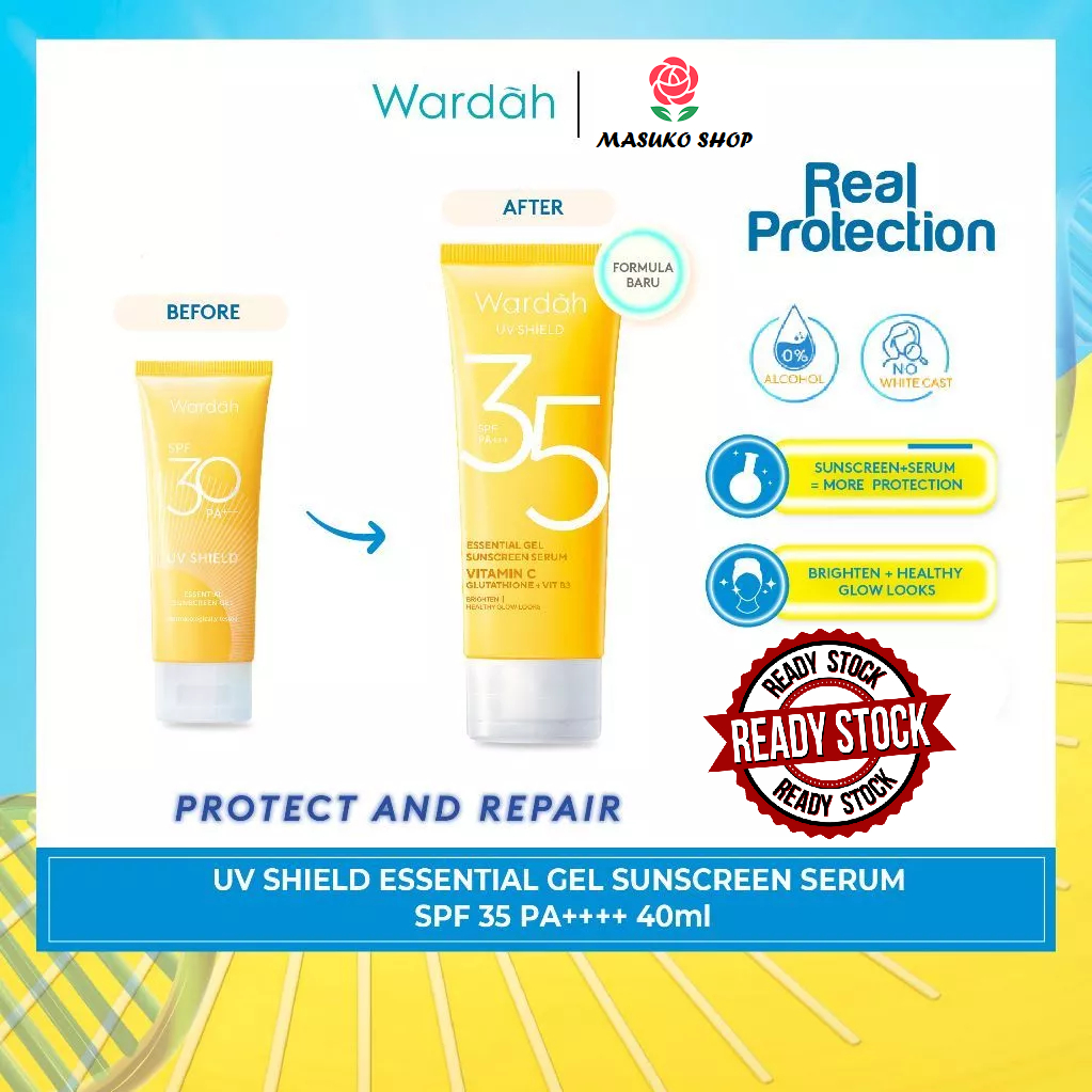Wardah UV Shield Essential Gel Sunscreen Serum SPF 35 New Pack (40 ML ...