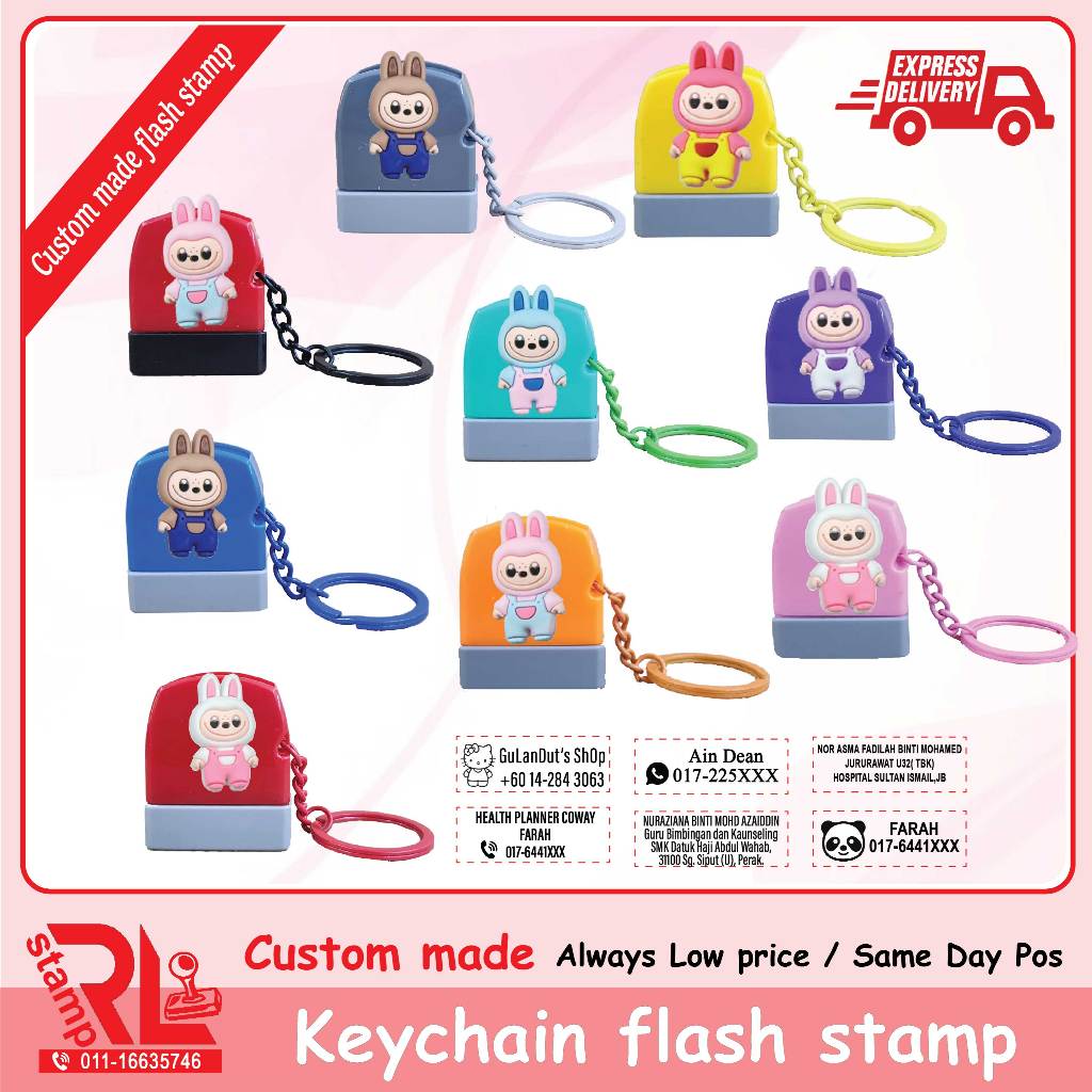 【1207LB】Labubu Cop Nama, Jururawat Chop, Nurse Chop, Rubber Stamp ...