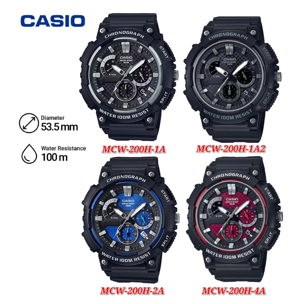 Casio MCW-200H Analog Men Chronograph Sports Watch .. | Shopee Malaysia