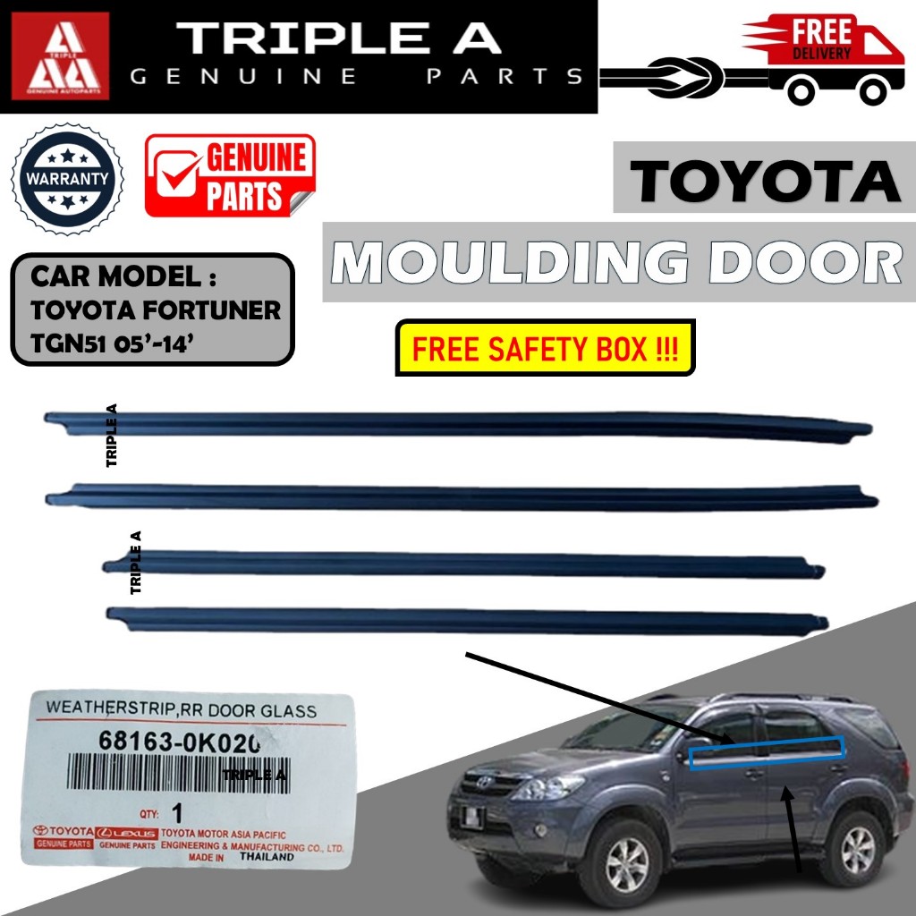 TOYOTA FORTUNER TGN51 05'-14' DOOR MOULDING LINING RUBBER OUTER GLASS ...