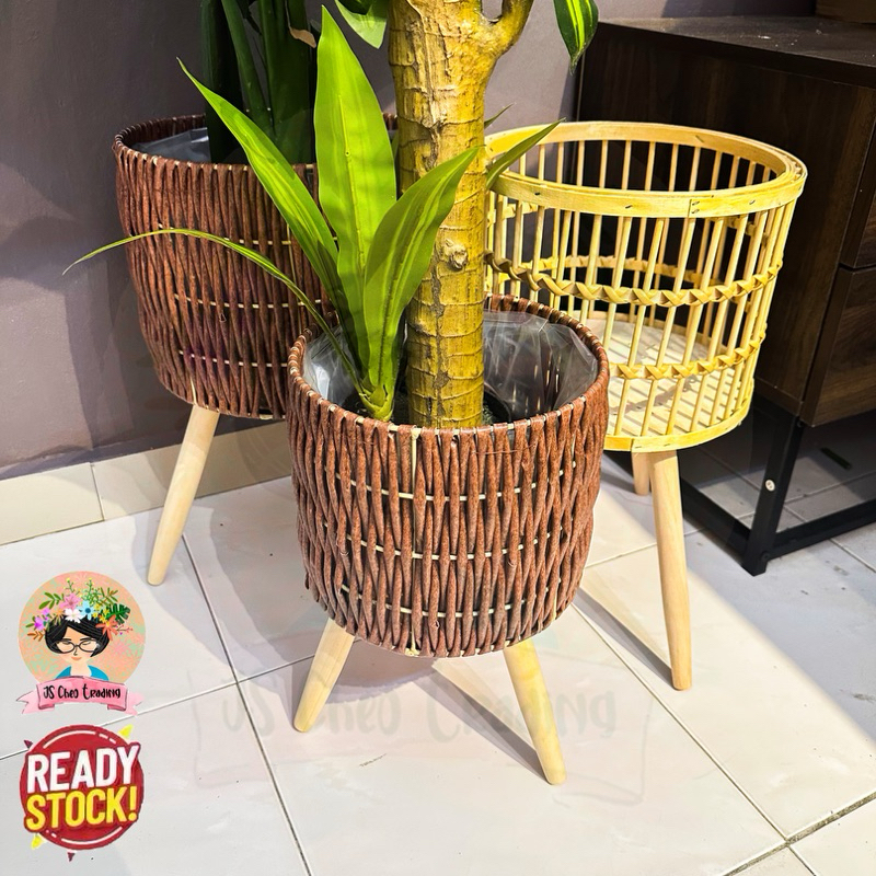 🔥Ready Stock🔥Bakul Rotan🔥Pasu Berkaki Flower Pot Rotan Pasu Bunga ...