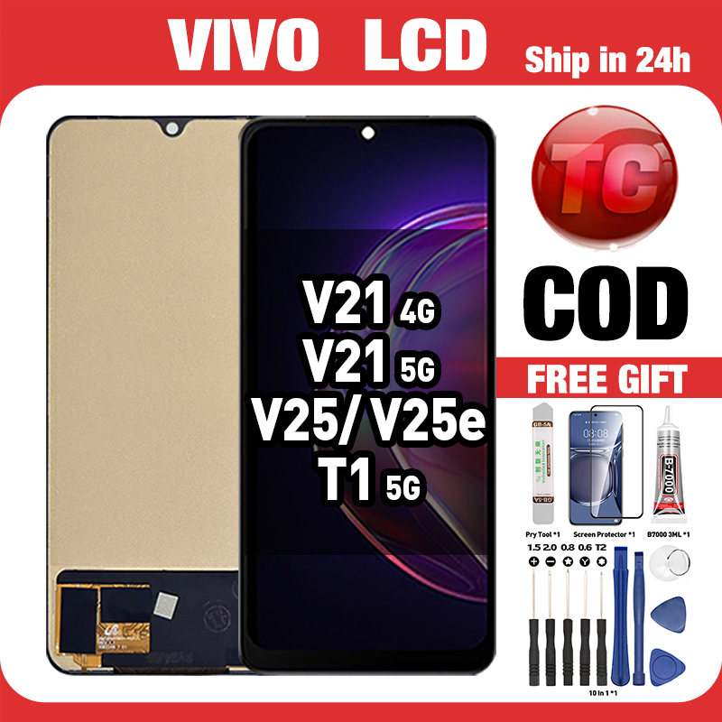 LCD VIVO V21 4G/ V21 5G/ V25 5G/ V25e 4G/ T1 5G Compatible For Original Glass Touch Screen ...