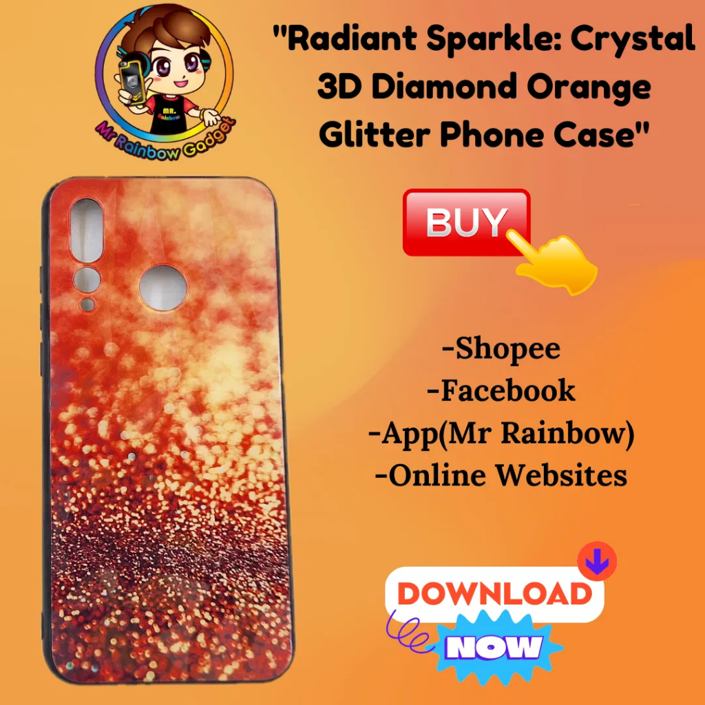Radiant Sparkle: Crystal 3D Diamond Orange Glitter Phone Case /(ANDROID ...