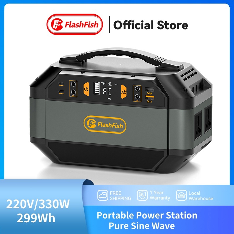 Flashfish P56 Portable Power Station Power Supply Solar Generator Powerbank Camping (330W/299Wh ...