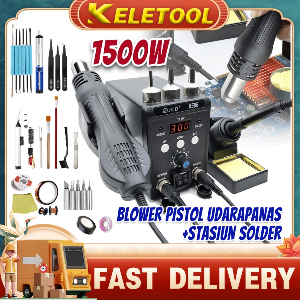 Soldering gun SMD Rework Soldering Station 8586D 1200W Soldering Iron Hot Air Heat Gun For ...