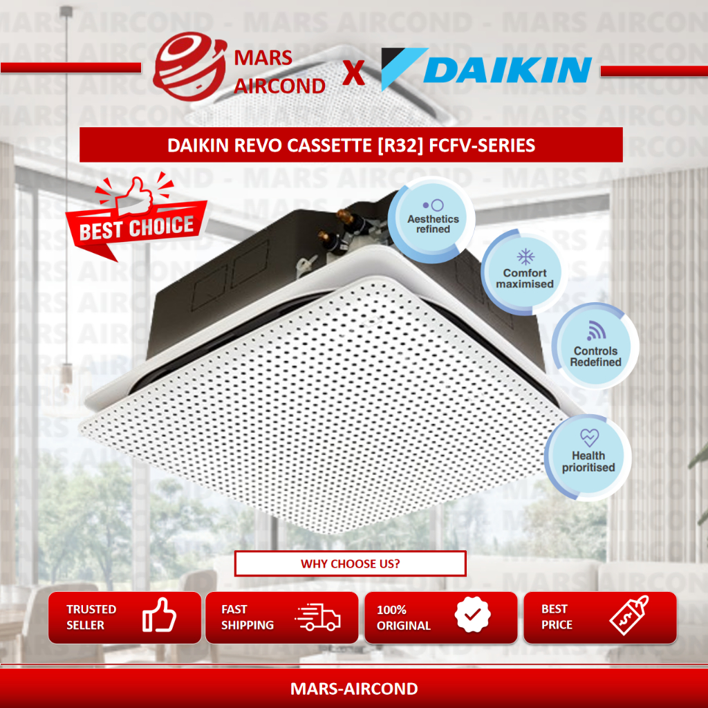 DAIKIN REVO Premium Surround Cassette (FCFV-A) WIFI 2HP /2.5HP /3HP /4HP /4.5HP Non-Inverter Air ...