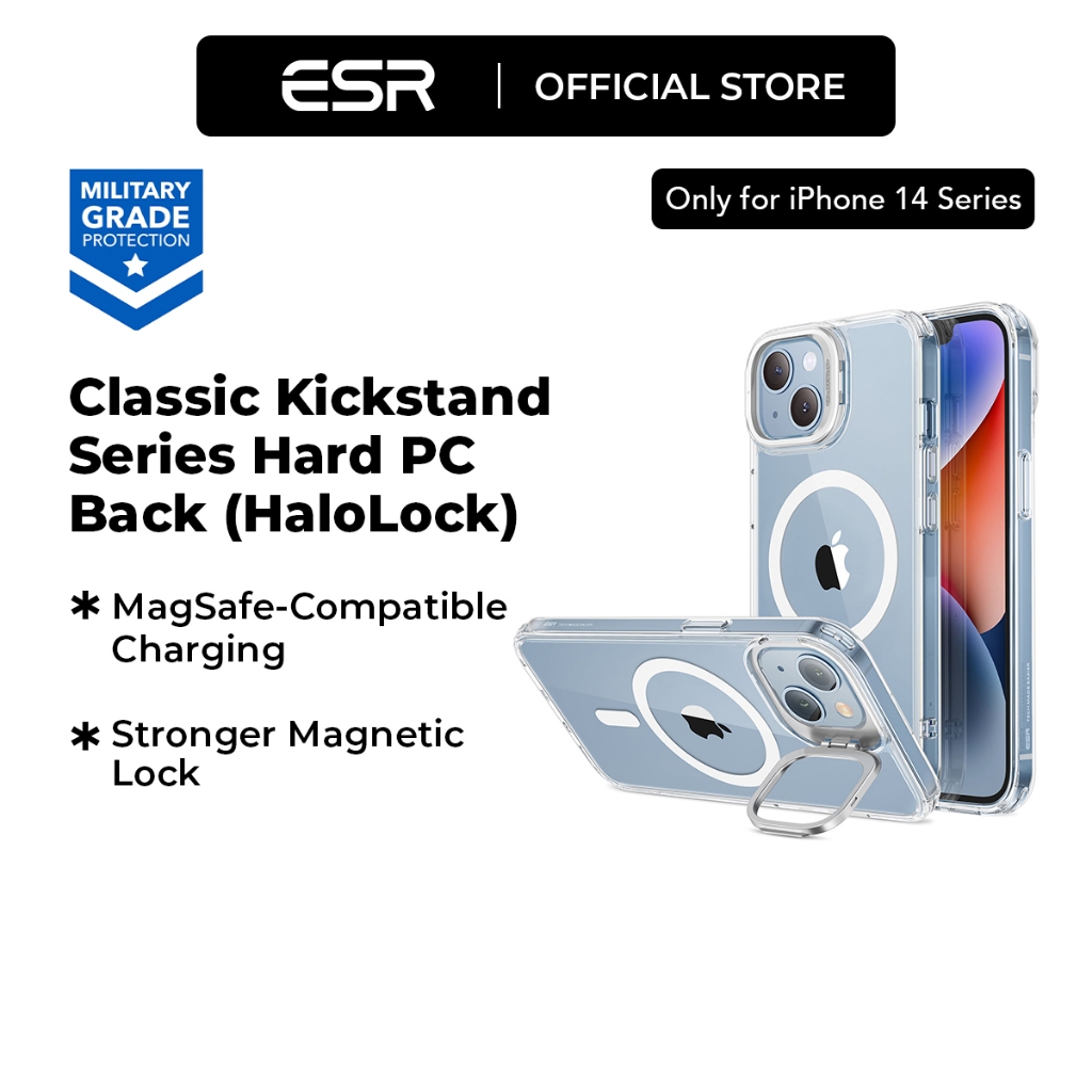 ESR Kickstand Series Hard PC Back and Frame with Halo Lock Ring for iPhone 13/14 Plus/14 Pro Max ...