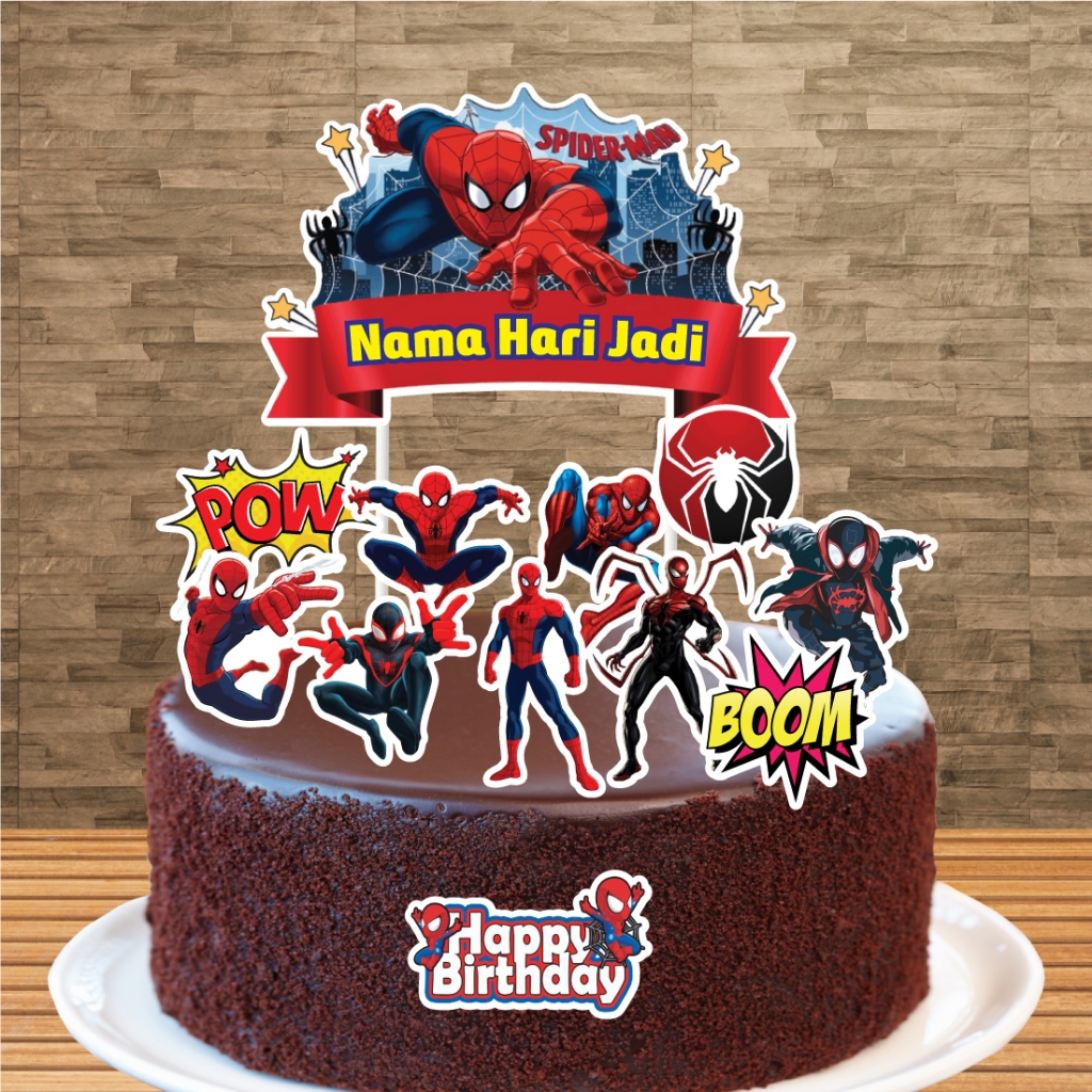 Spider-Man Spiderman Custom Add Name Cake & Cupcake Topper Decoration ...