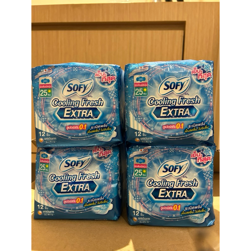 Sofy Cooling Fresh Extra Cool Super Slim 0.1 Wing 25cm Sanitary Napkins ...