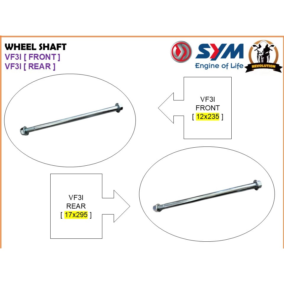 (Front/Rear) Depan/Belakang Batang Shaft Tayar Tyre Swing Arm Shaft/Am ...