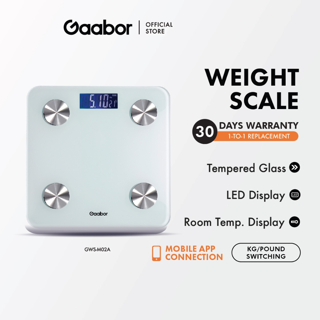 Gaabor Weight Scale HD Tempered Glass Display Low Error Intelligent ...