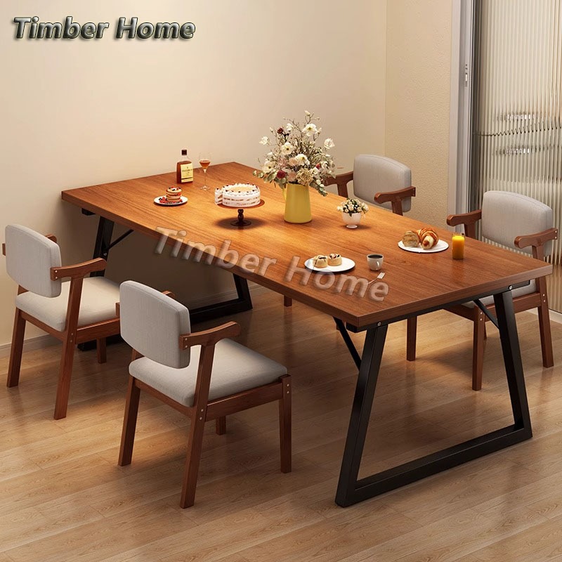 Timber home dining table set wooden dinner table for 4 kerusi meja ...