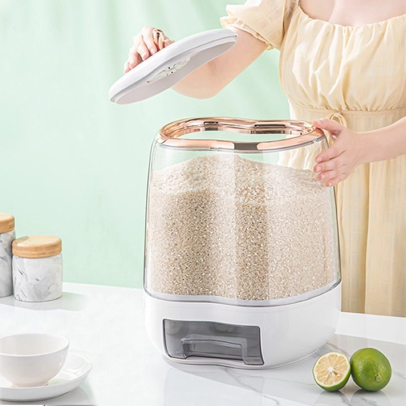 L160 (5kg/10kg) Apple Rice Grain Bucket Kitchen Storage/ Bekas Beras ...