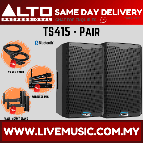 Alto TS415 2500W 15" Powered Speaker w/UG-88HH Wireless Mic, Speaker Stand and Cable - Each ...