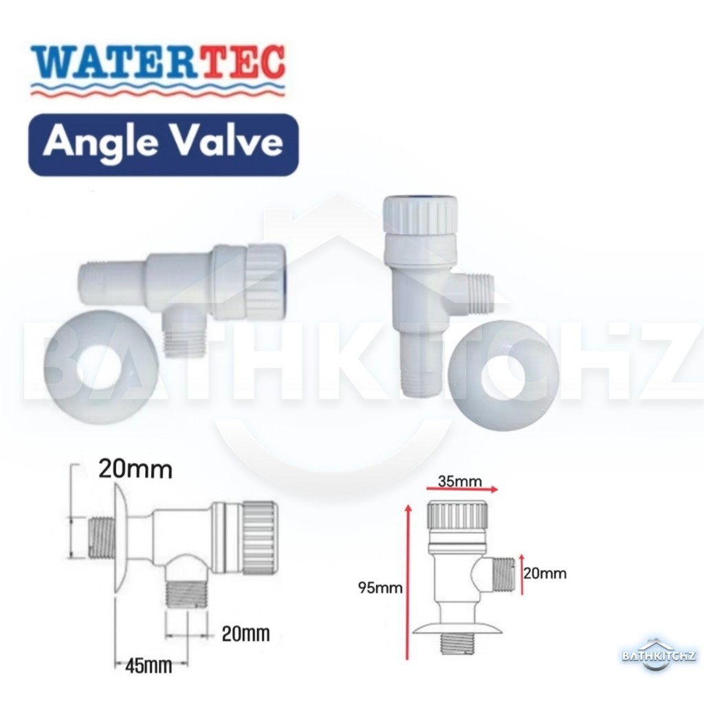WATERTEC PVC Angle Valve White Stop Valve Plastic Bidet Valve Toilet PP ...