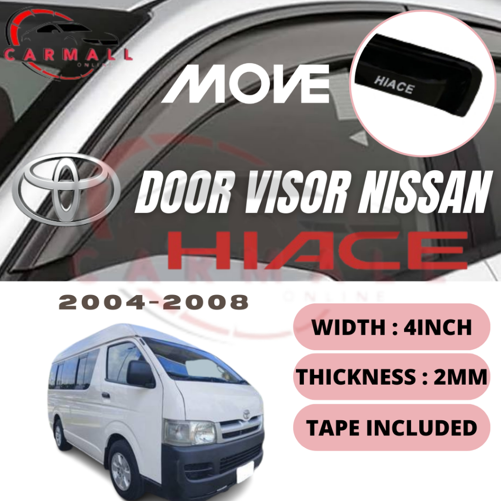 Toyota Hiace Van KDH200 H200 2004-2018 Door Visor Move 4 Inch Air Press ...