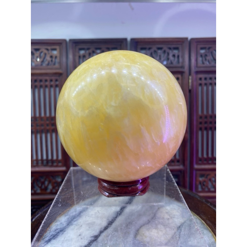 5A Grade Yellow Jasper crystal ball (黃玉球) - 2 pcs (兩粒) (75.3mm & 75.6mm ...