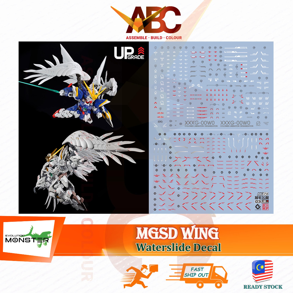 (Evo Monster) Waterslide Decal - MGSD Wing Zero EW (Fluorescent) XXXG-00W0 Model Kit Water ...