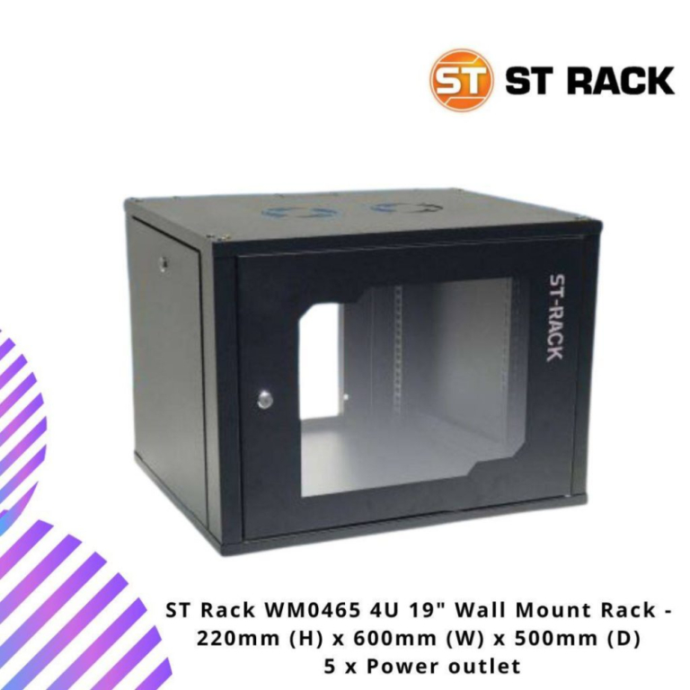 ST Rack WM0465 4U 19" Wall Mount Rack - 220mm (H) x 600mm (W) x 500mm ...