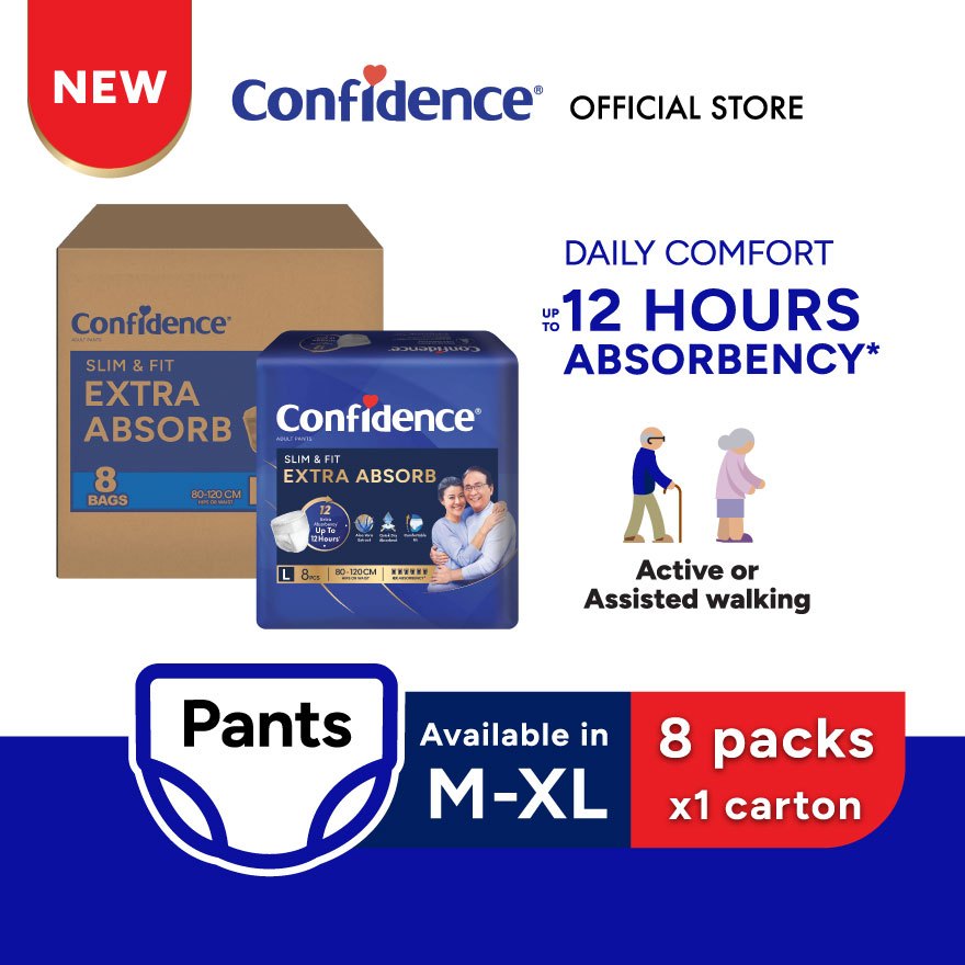 Confidence Slim & Fit Pants Adult Diaper M10/ L8/ XL6- Incontinence Diaper up to 12 hours Quick ...