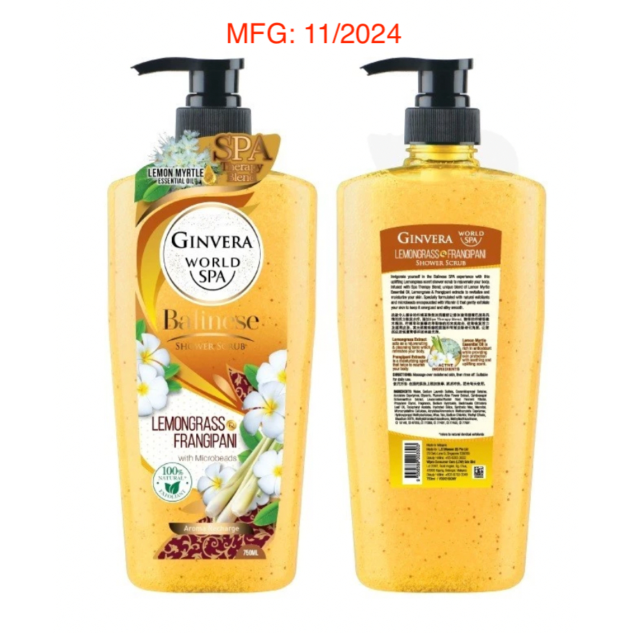 *Ready Stock* GINVERA Spa Shower Scrub Lemongrass & Frangipani 750ml ...