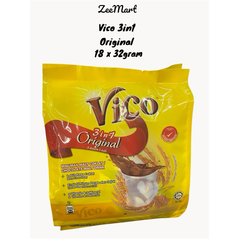 Vico 3in1 Original Minuman Coklat Malt 18 x 32gram | Shopee Malaysia