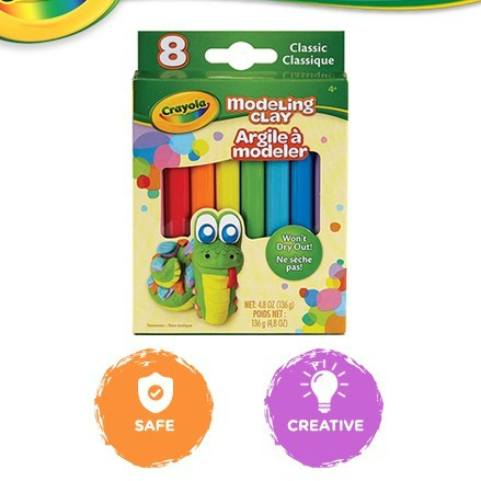 Crayola MODELLING CLAY CLASSIC COLOR ASSORTMENT 8 COUNT Bold Colors ...