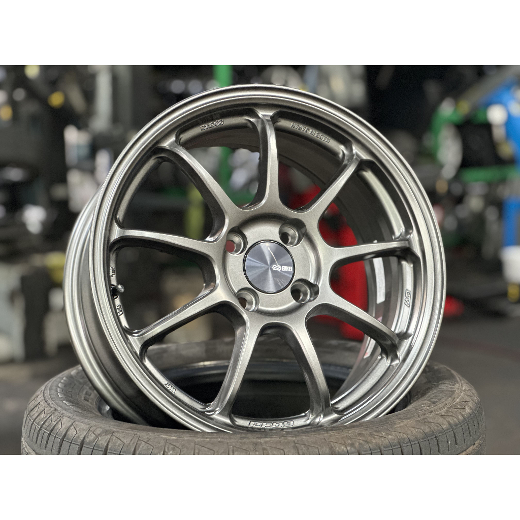 NEW 16X7J Enkei PF09 Japan Rim (set of 4) Gunmetal 4X100 for City Jazz Vios Yaris Myvi Mazda 2 ...