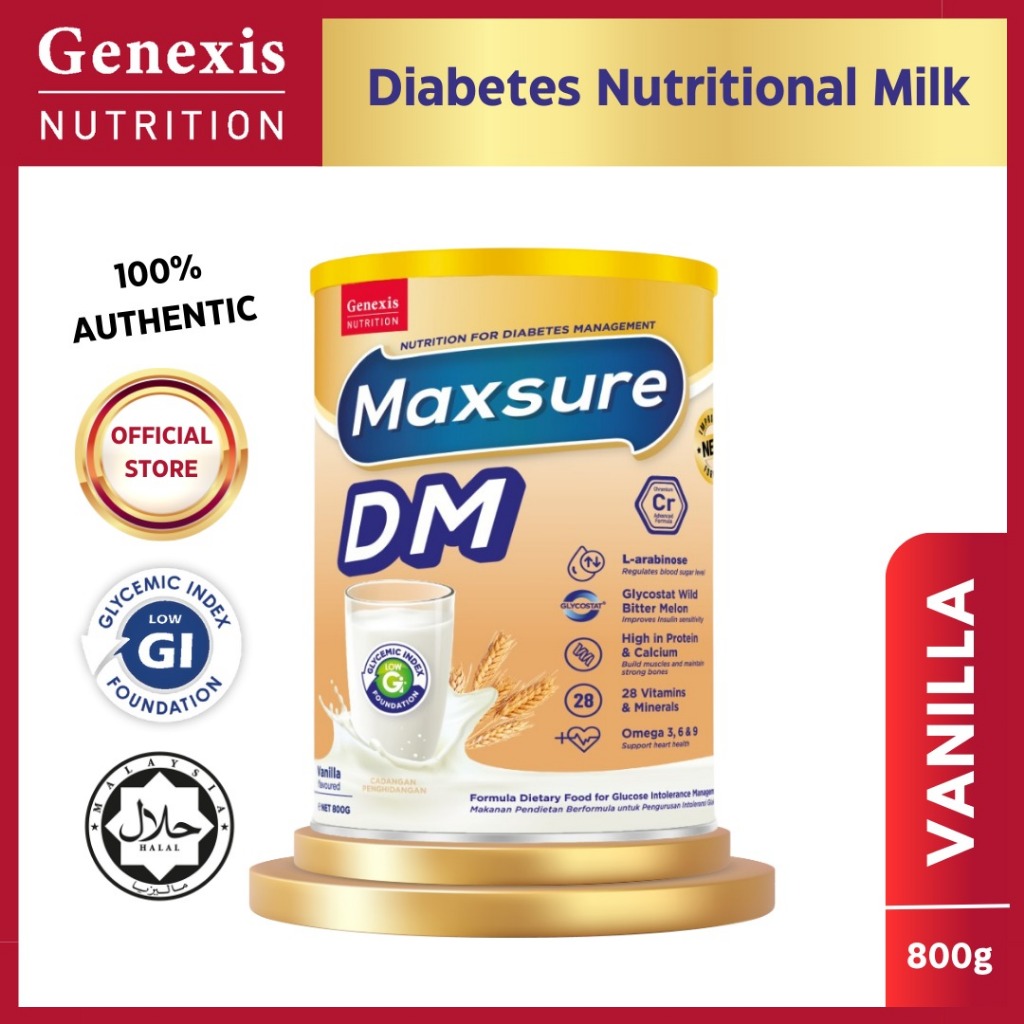 Maxsure DM-Vanilla (800g)Diabetes Management Elderly Milk Susu Diabetic ...