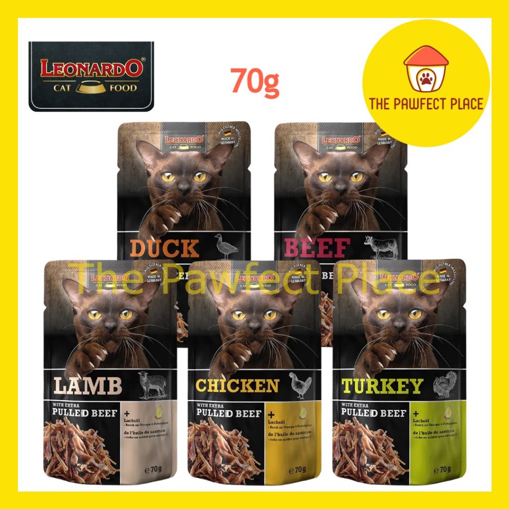 Leonardo Holistic Pulled Beef Pouch Cat Wet Pouch Food 70g Made in ...