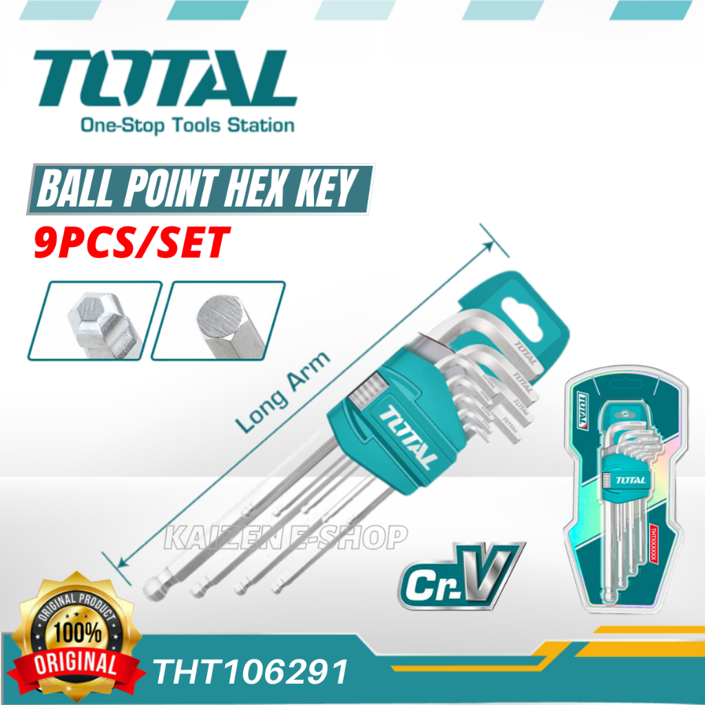 TOTAL THT106291 9pcs Ball Point Hex Key 1.5-10mm | Shopee Malaysia