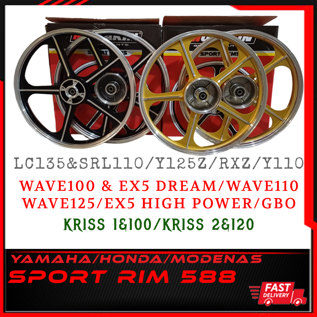 SPORT RIM 5L GTO 588 555 5 BATANG EX5 DREAM WAVE 100 WAVE 125 KRISS ...