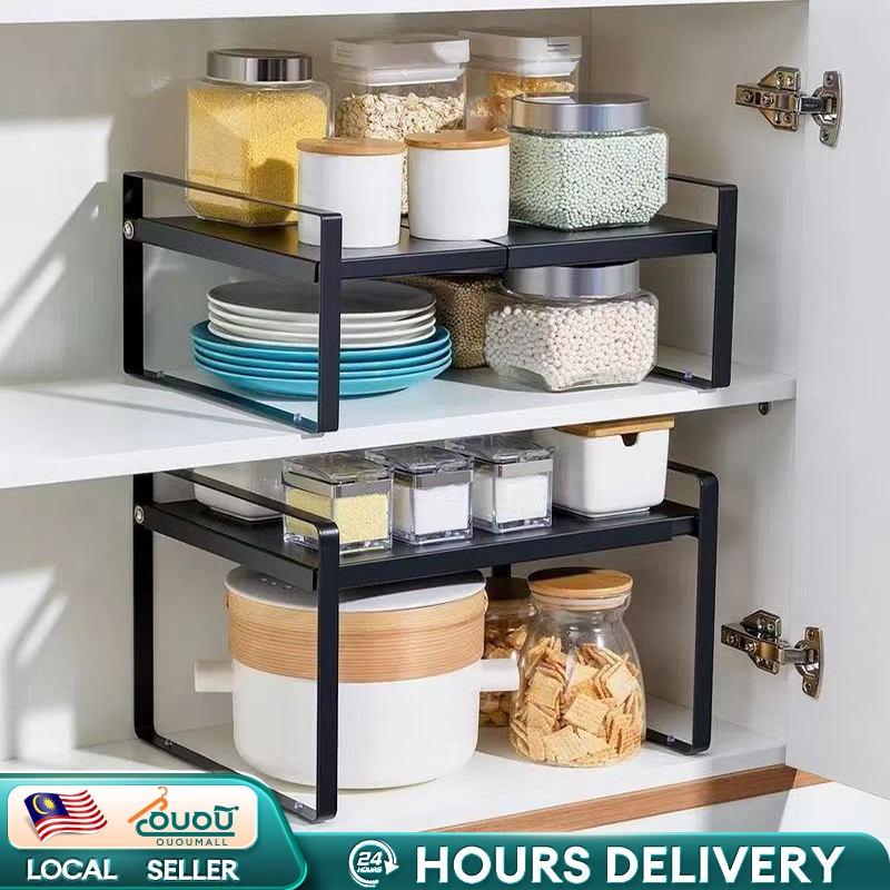 Oo-Kitchen Rack Kitchen Cabinet Shelf Organizers Stackable Plate Rack ...