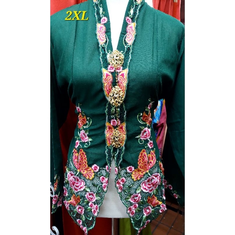 Kebaya Sulam Nyonya Embroidery Traditional Hand Made Plus Size(2XL ...
