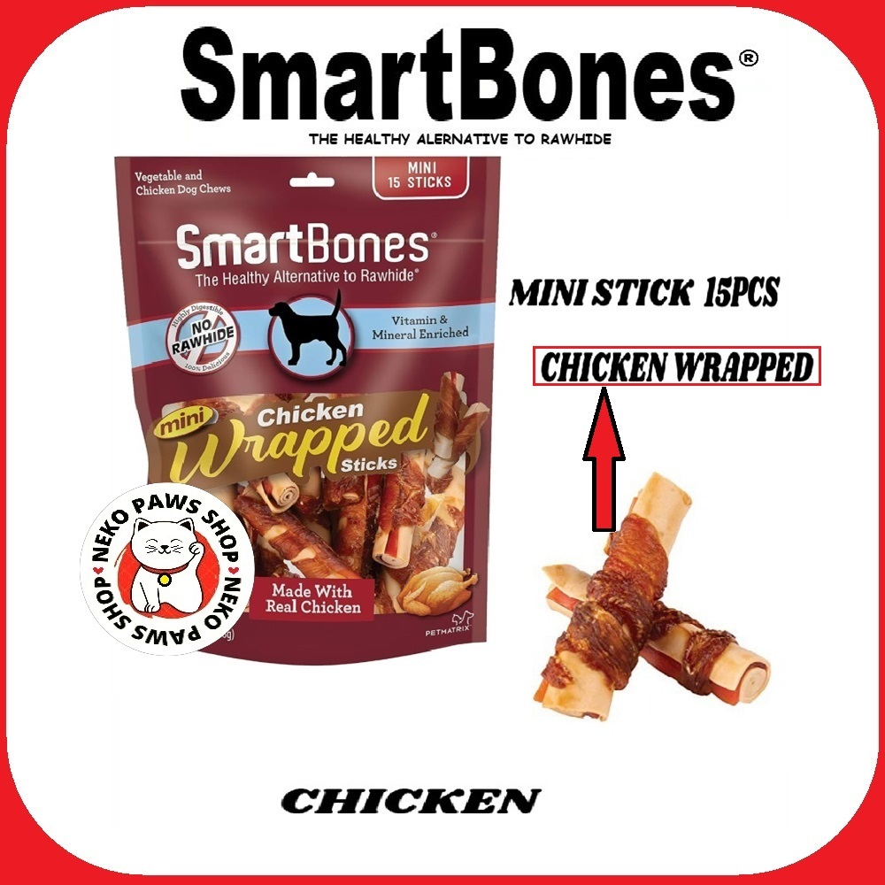 SmartBones Chicken Wrapped Sticks peanutbutter/chicken Mini 15pcs ...