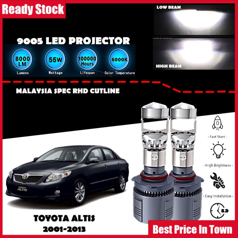 TOYOTA ALTIS 2001-2013 LED Headlight Lampu LED Kereta Car LED Mini ...