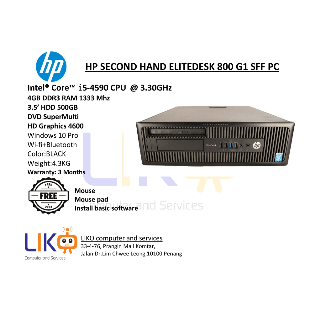 HP ELITEDESK 800 G1 SFF Intel® Core™ i5-4590 CPU @ 3.30GHz | Shopee ...