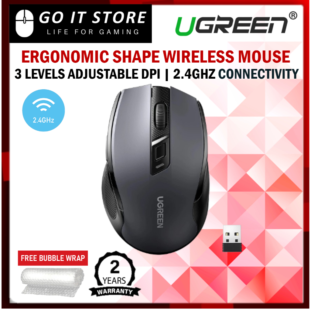 UGREEN ERGONOMIC SHAPE DESIGN WIRELESS MOUSE 2.4 GHZ WITH 6 BUTTON ...