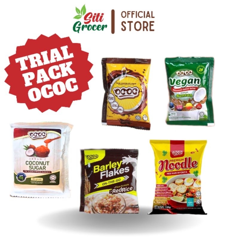 OCOC Trial Pack Dark Chocolate, Coconut Sugar, Barley Flakes, Mee Kari ...