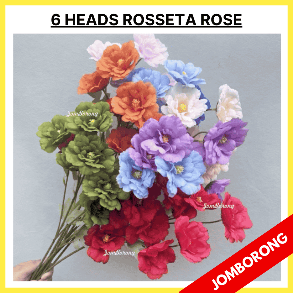 (6Heads) ROSSETA ROSE ARTIFICIAL Flower Bouquet Living Room Home Decor ...