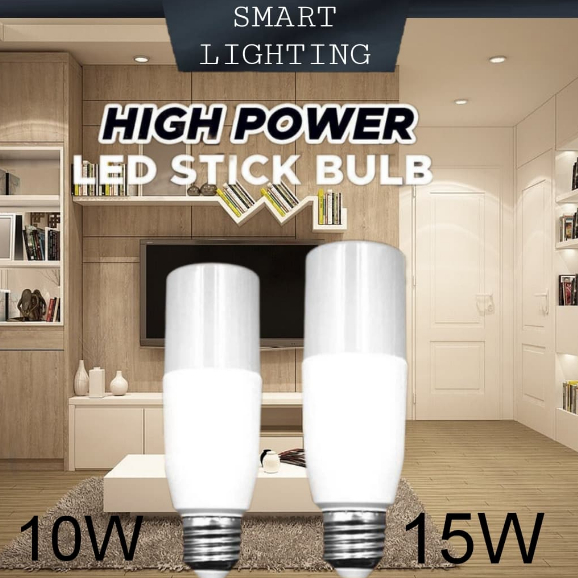 LED Stick Bulb 10W 15W Daylight E27 holder | LED Mentol Lampu putih ...