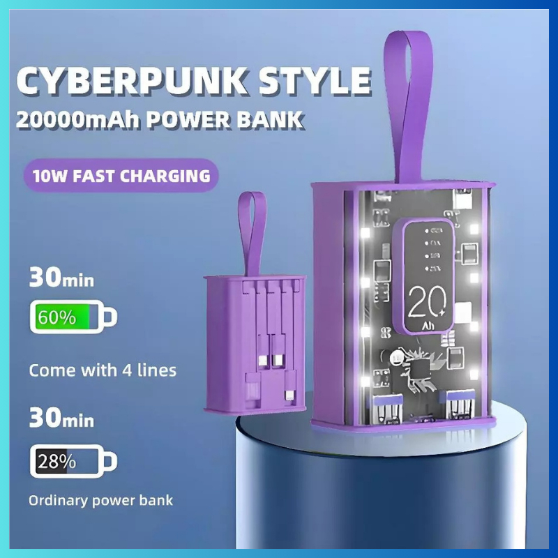 COD 20000mAh Transparent Portable PowerBank Cyberpunk 22.5w QC 3.0 Fast ...