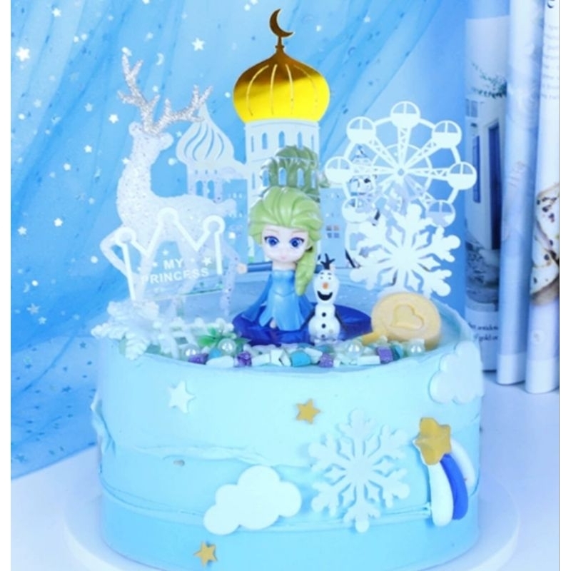 8CM frozen Elsa with Olaf cake topper Olaf cake deco toy hollow mosque ...