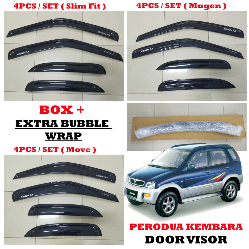 4pcs Perodua Kembara Door Visor MUGEN Window Cover Rain Guard Air Press ...