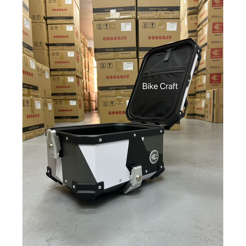 30L Coocase Aluminium Geometry Black White Topbox (Side Open) | Shopee Malaysia