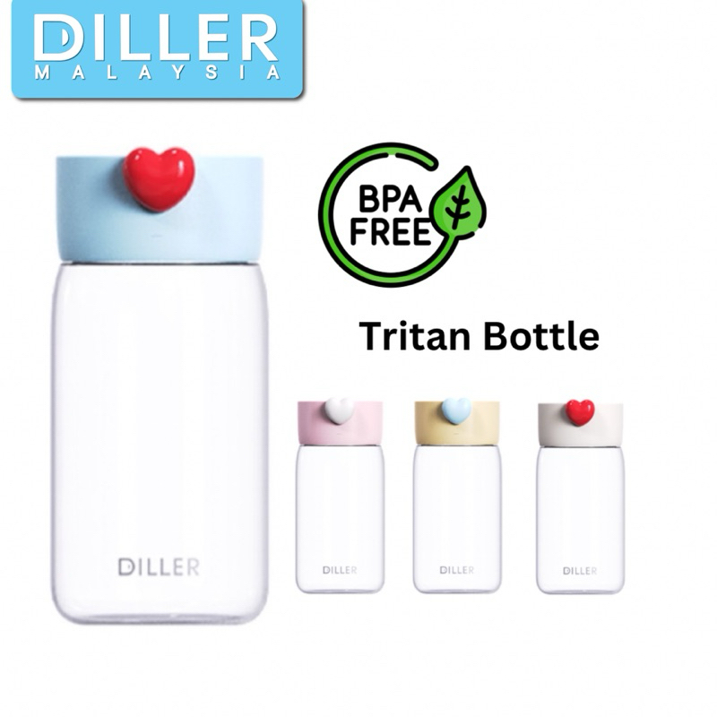 Diller Heart Tritan Water Bottle One Cup Juice Tea Mini Size Botol ...