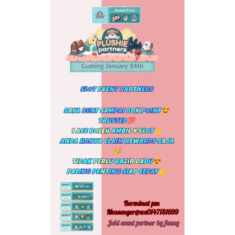 MONOPOLY GO PLUSHIE PARTNERS 24 JANUARY 2025 | Shopee Malaysia